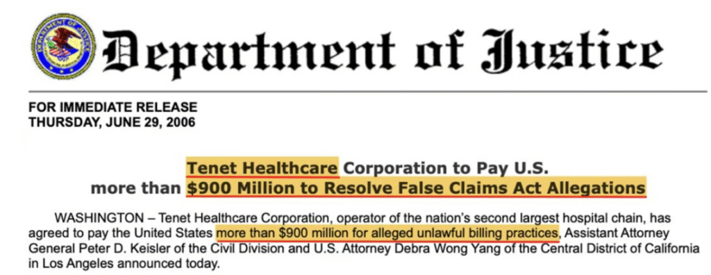 Tenet Healthcare – The “Notorious” THC - History of Fraud & Fines - The ...